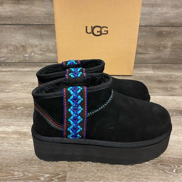 UGG | Shoes | Ugg Classic Ultra Mini Braid Plat Platform Boots In Black ...
